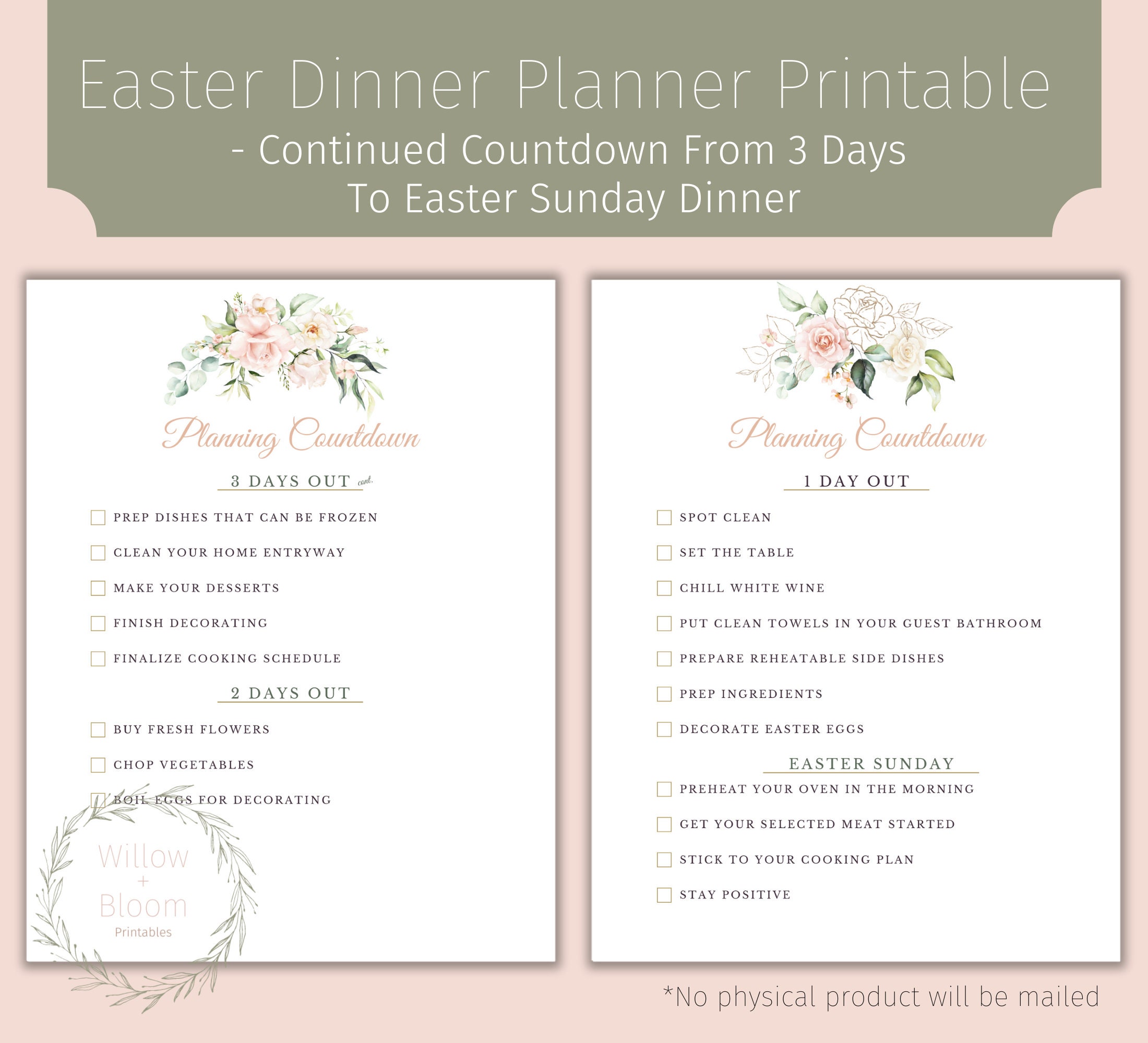 Easter Dinner Planner Printable, Easter Planner Layout, Easter Planning ...