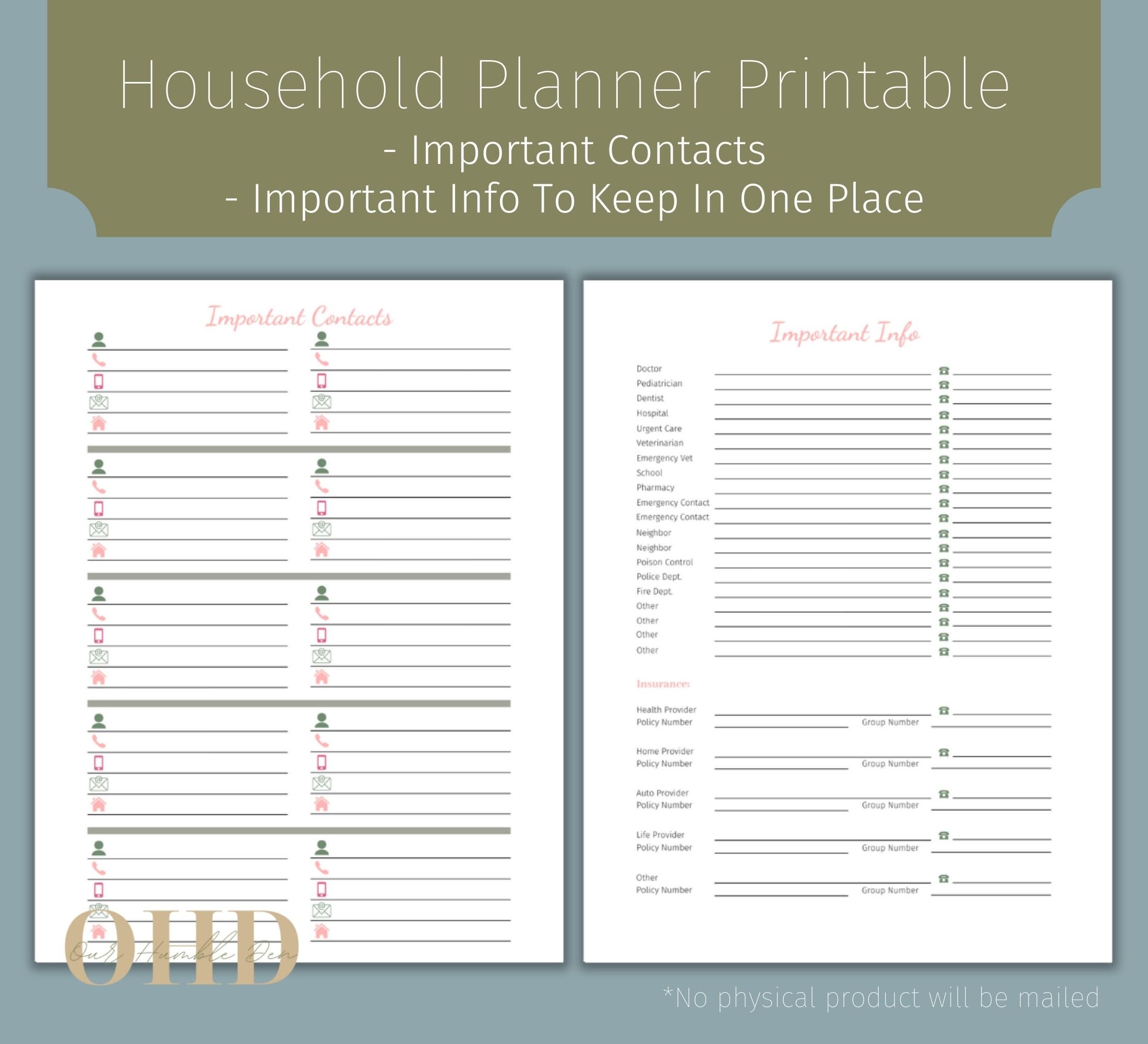 Household Binder Printables Home Management Planner Planner | Etsy