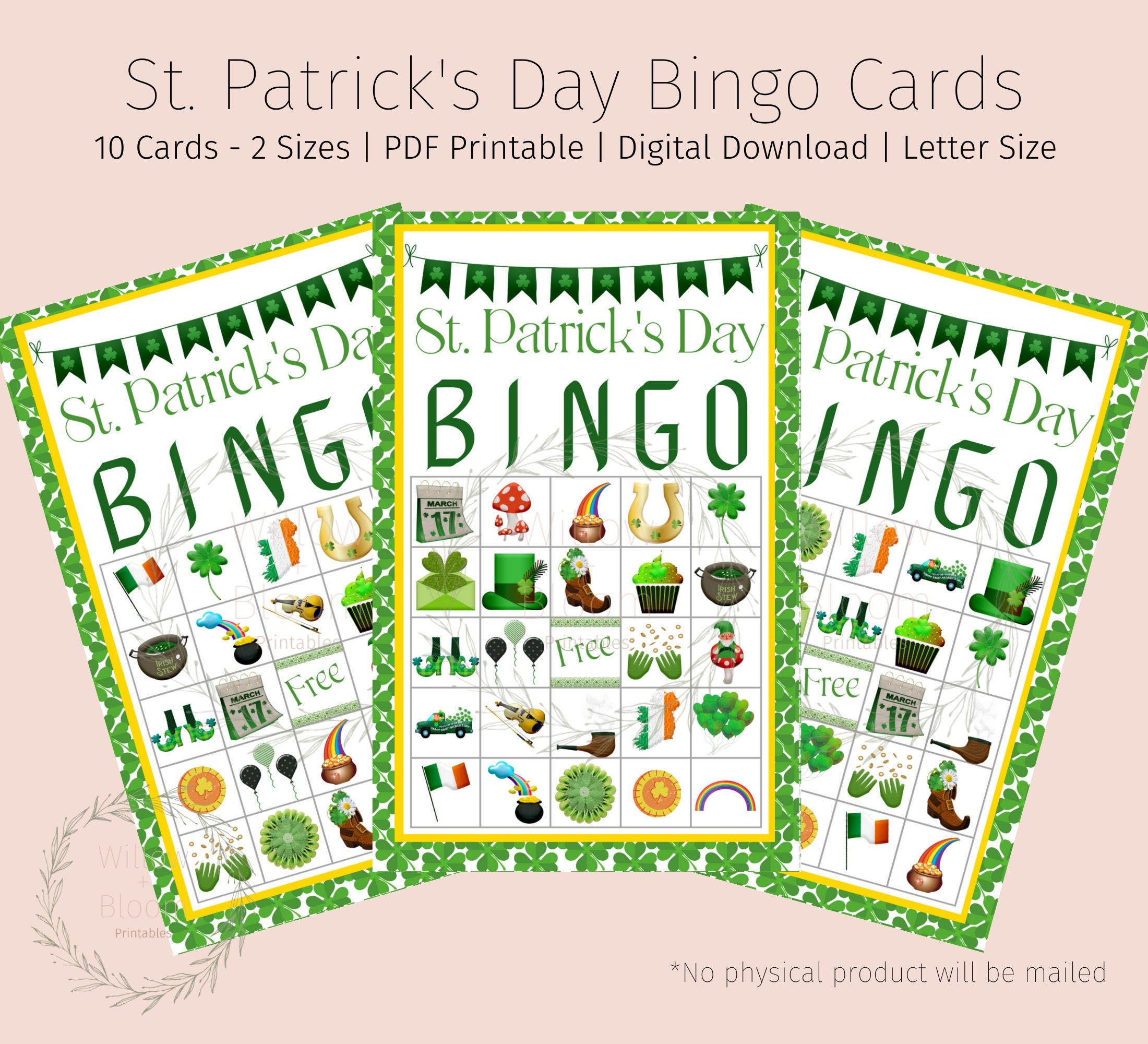 St. Patrick's Day Bingo Cards, St. Patrick's Day Games, St. Patrick's ...