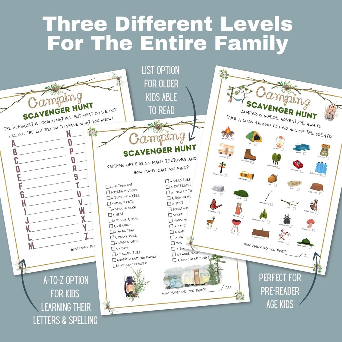 Camping Scavenger Hunt Bundle Printable Outdoor Scavenger - Etsy