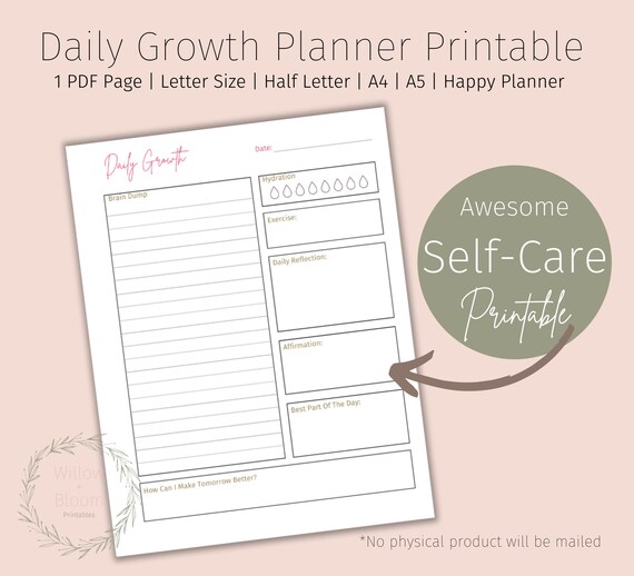 Daily Growth Printable Daily Growth Mindset Brain Dump | Etsy