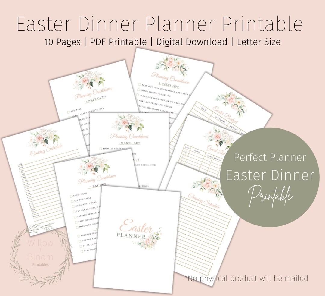 Easter Dinner Planner Printable, Easter Planner Layout, Easter Planning ...