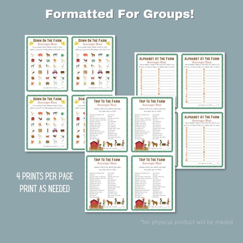 Farm Scavenger Hunt Bundle Printable Family Farm Trip Activity Digital ...