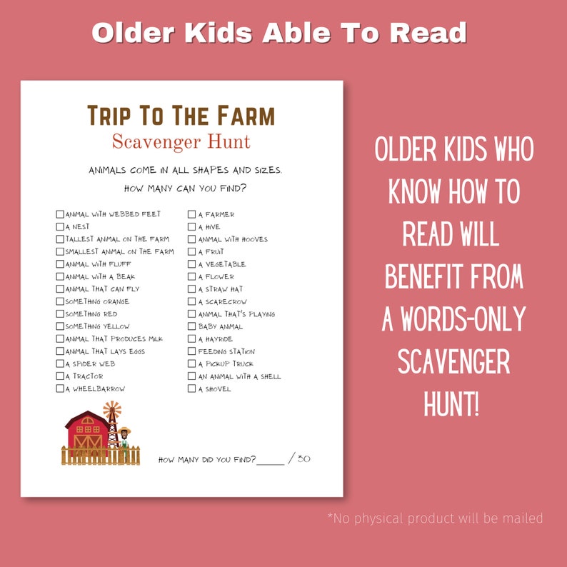 Farm Scavenger Hunt Bundle Printable Family Farm Trip Activity Digital ...