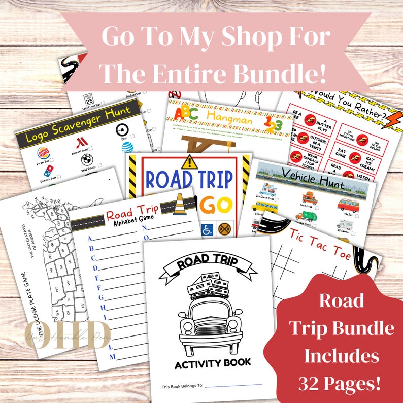 Road Trip Activity Games Printable for Kids / Families Including ...