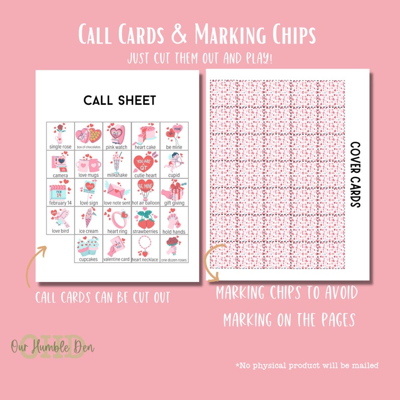 Valentine's Day Bingo Cards, Printable Hearts Game (PDF & JPG) - Etsy