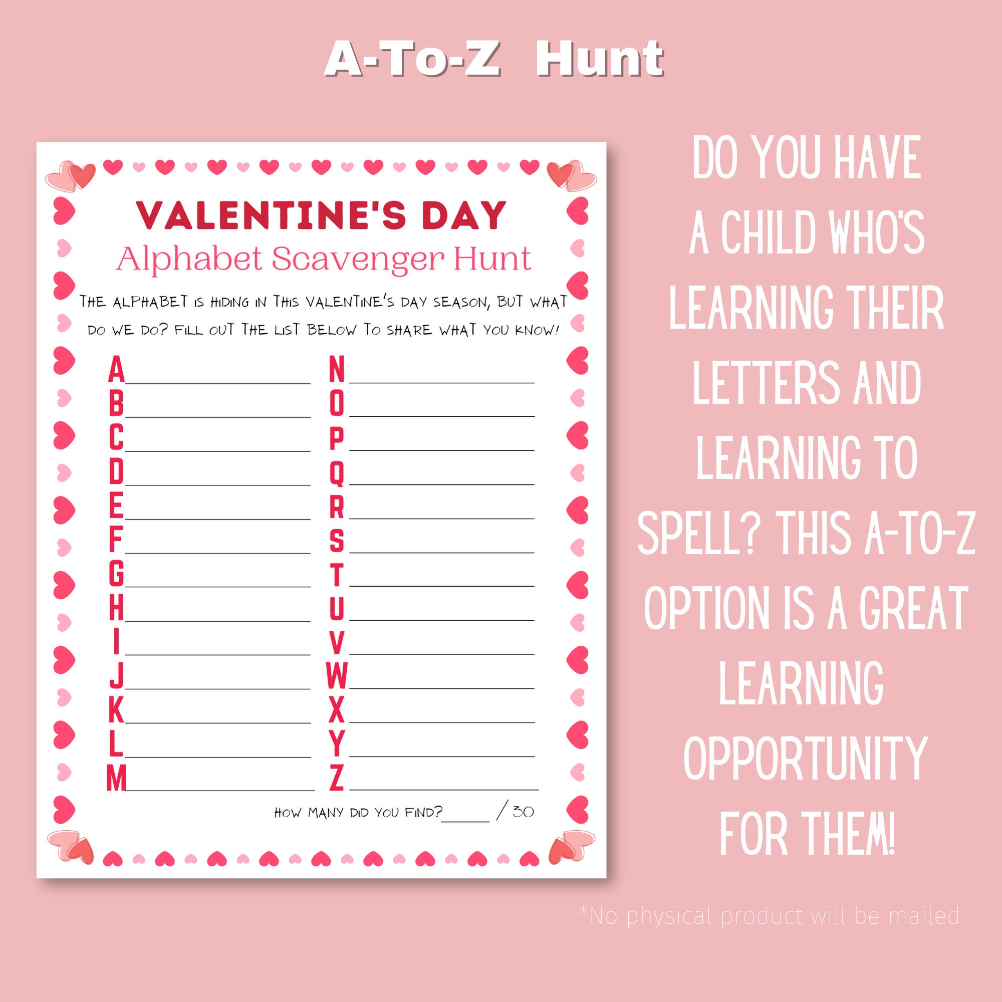 Valentine's Day Scavenger Hunt Bundle Printable, Valentine Scavenger ...