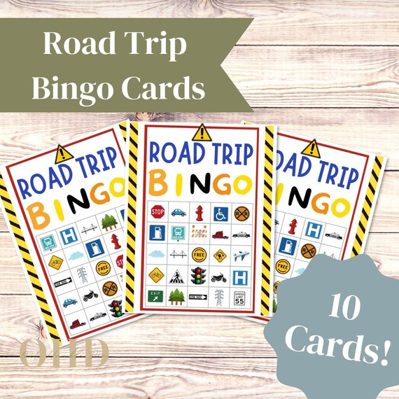 10 Printable Road Trip Bingo Cards Car Bingo Games Instant - Etsy