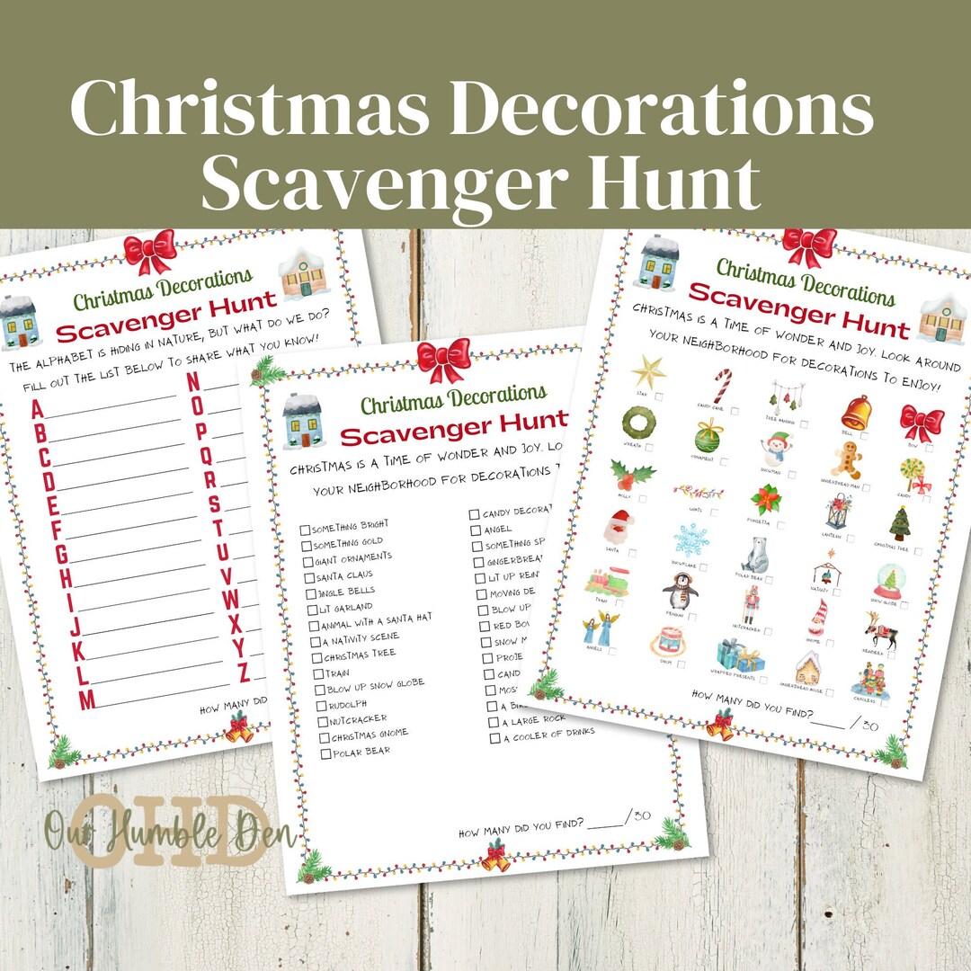 Christmas Scavenger Hunt Printable, Scavenger Hunt Christmas Bundle ...