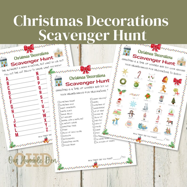 Christmas Scavenger Hunt Printable, Scavenger Hunt Christmas Bundle ...