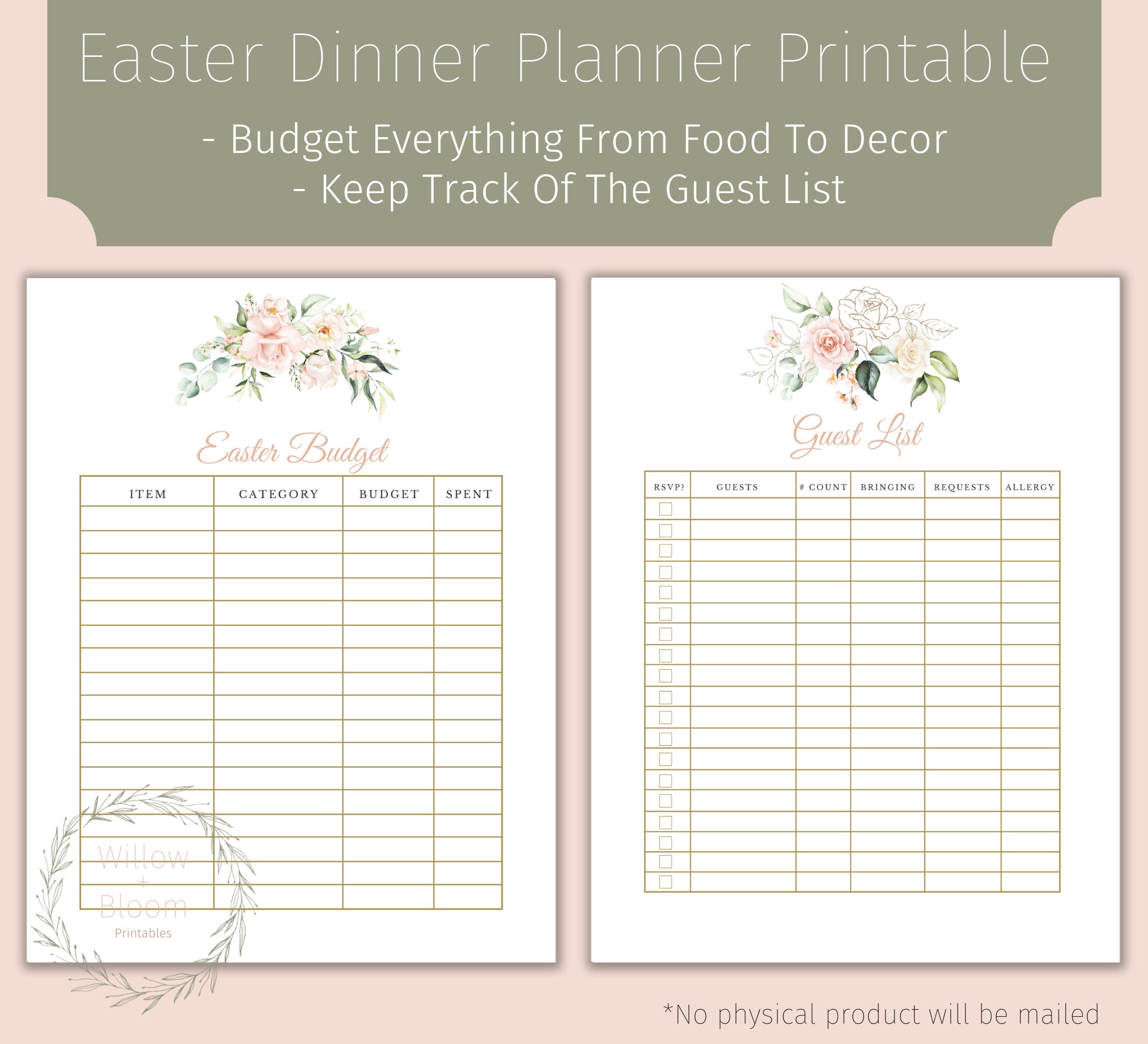 Easter Dinner Planner Printable, Easter Planner Layout, Easter Planning ...