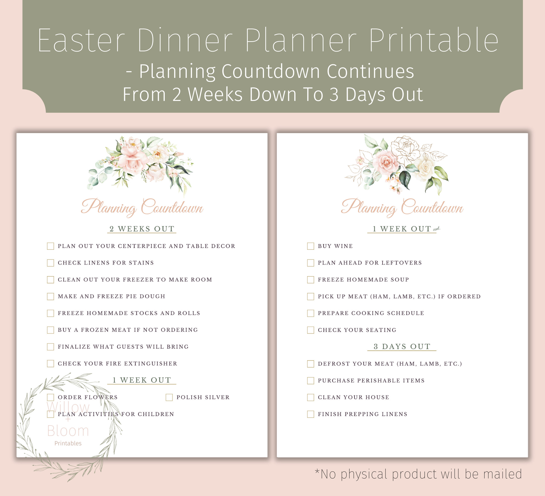Easter Dinner Planner Printable, Easter Planner Layout, Easter Planning ...