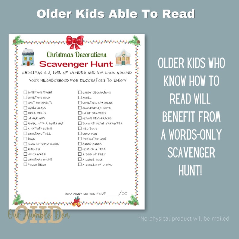 Christmas Scavenger Hunt Printable, Scavenger Hunt Christmas Bundle ...