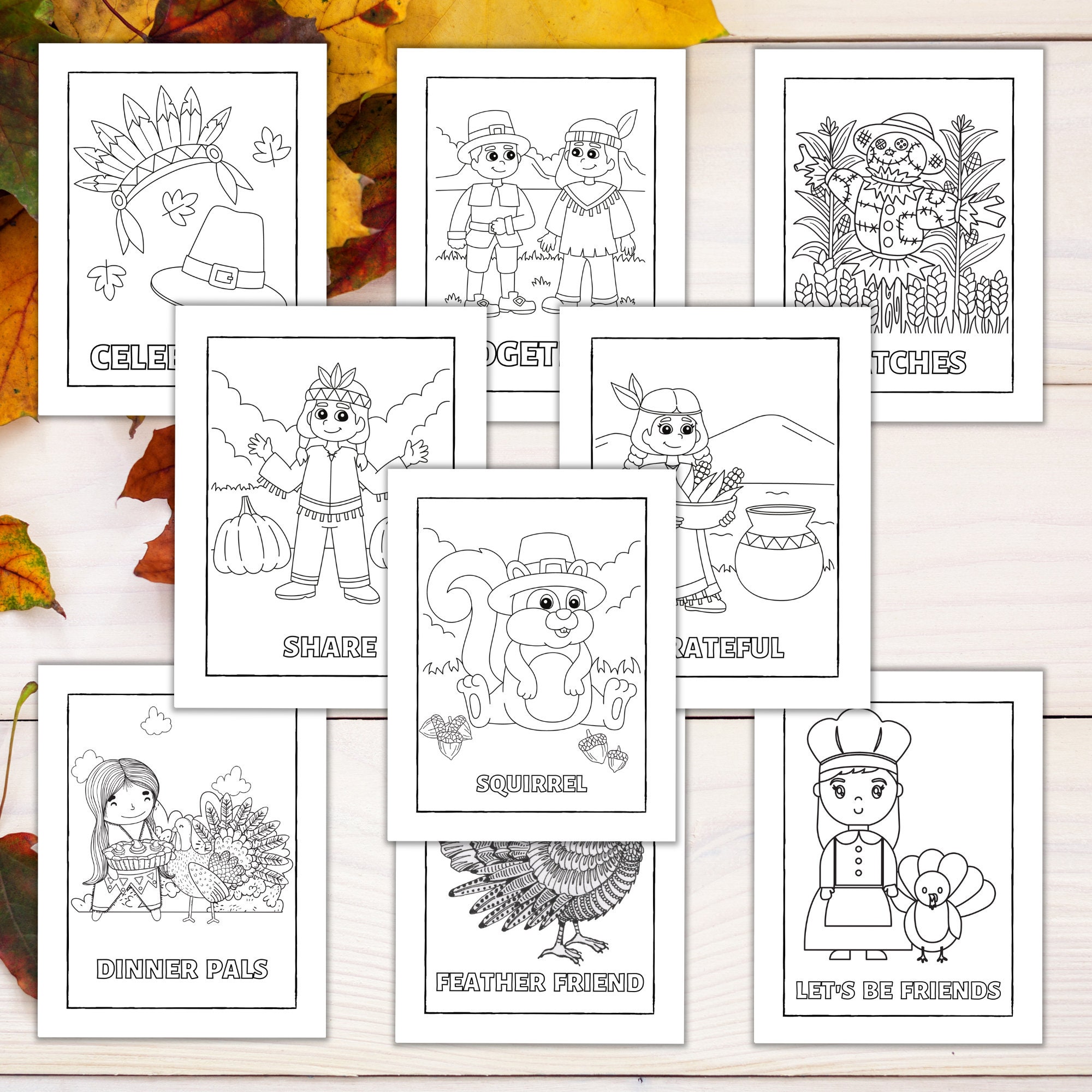 60 Fall Printable Coloring Pages, Autumn Printable Coloring Book for ...