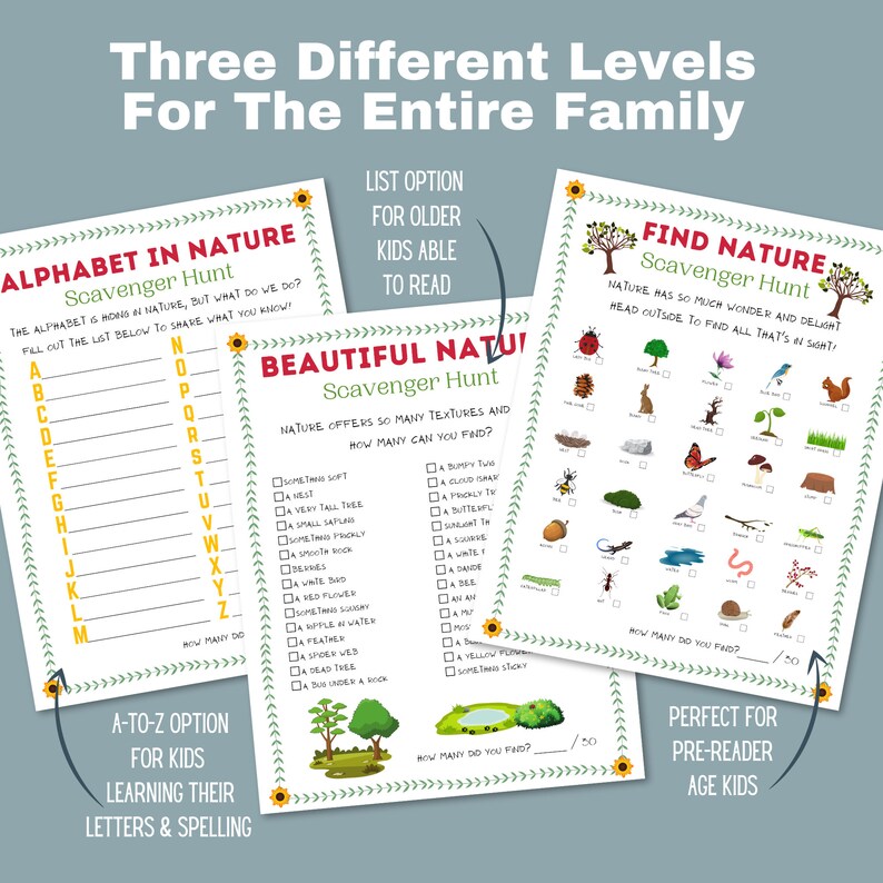 Nature Scavenger Hunt Bundle Printable Outdoor Scavenger Hunt Hiking ...