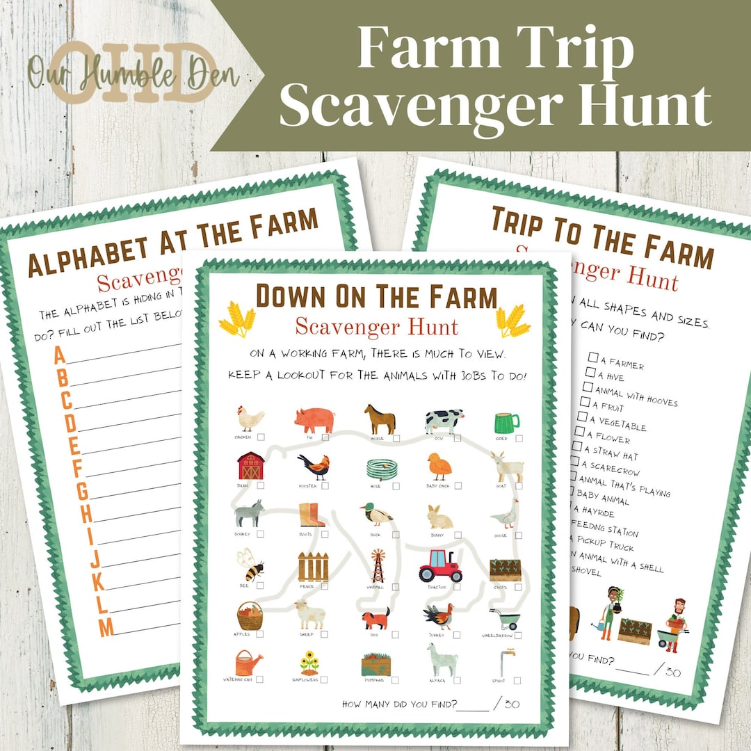 Farm Scavenger Hunt Bundle Printable Family Farm Trip Activity Digital ...