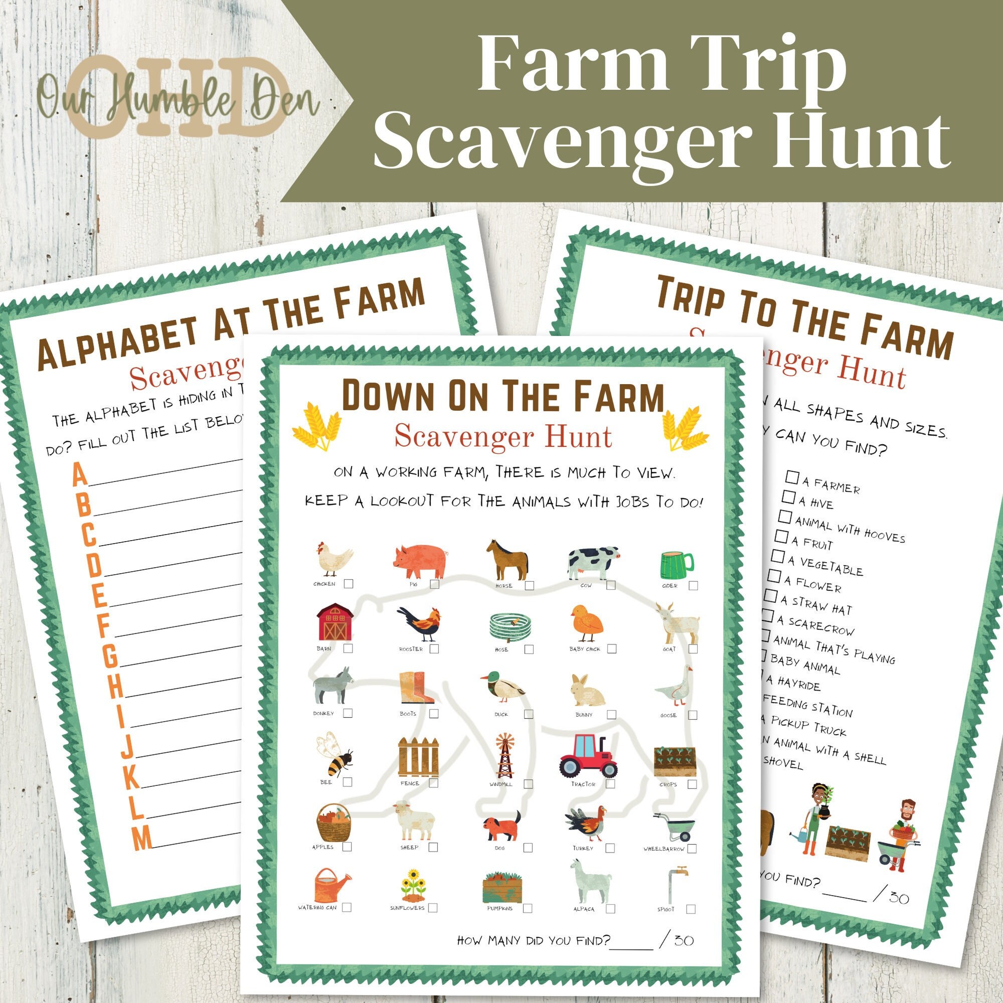 Farm Scavenger Hunt Bundle Printable Family Farm Trip Activity Digital ...