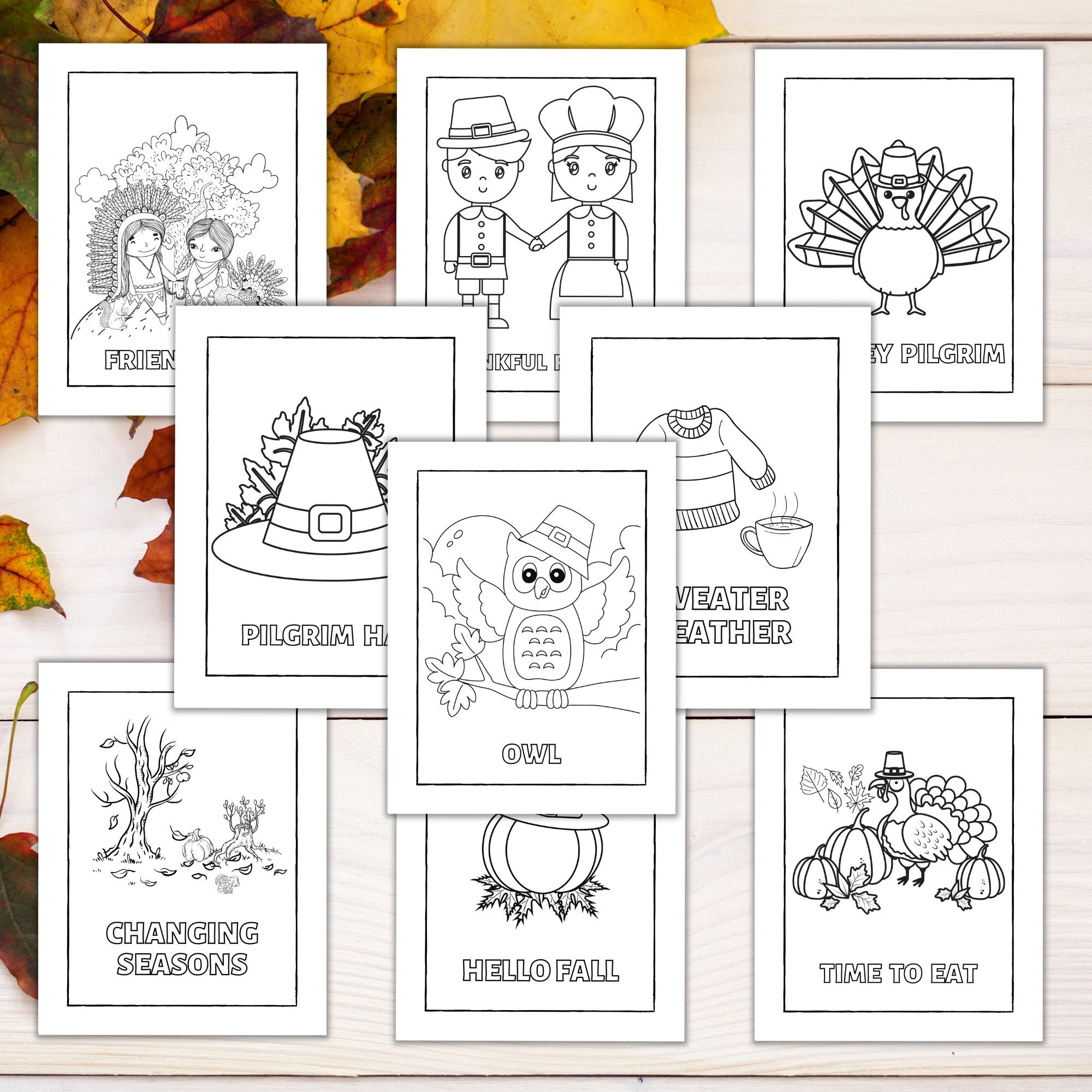 60 Fall Printable Coloring Pages, Autumn Printable Coloring Book for ...