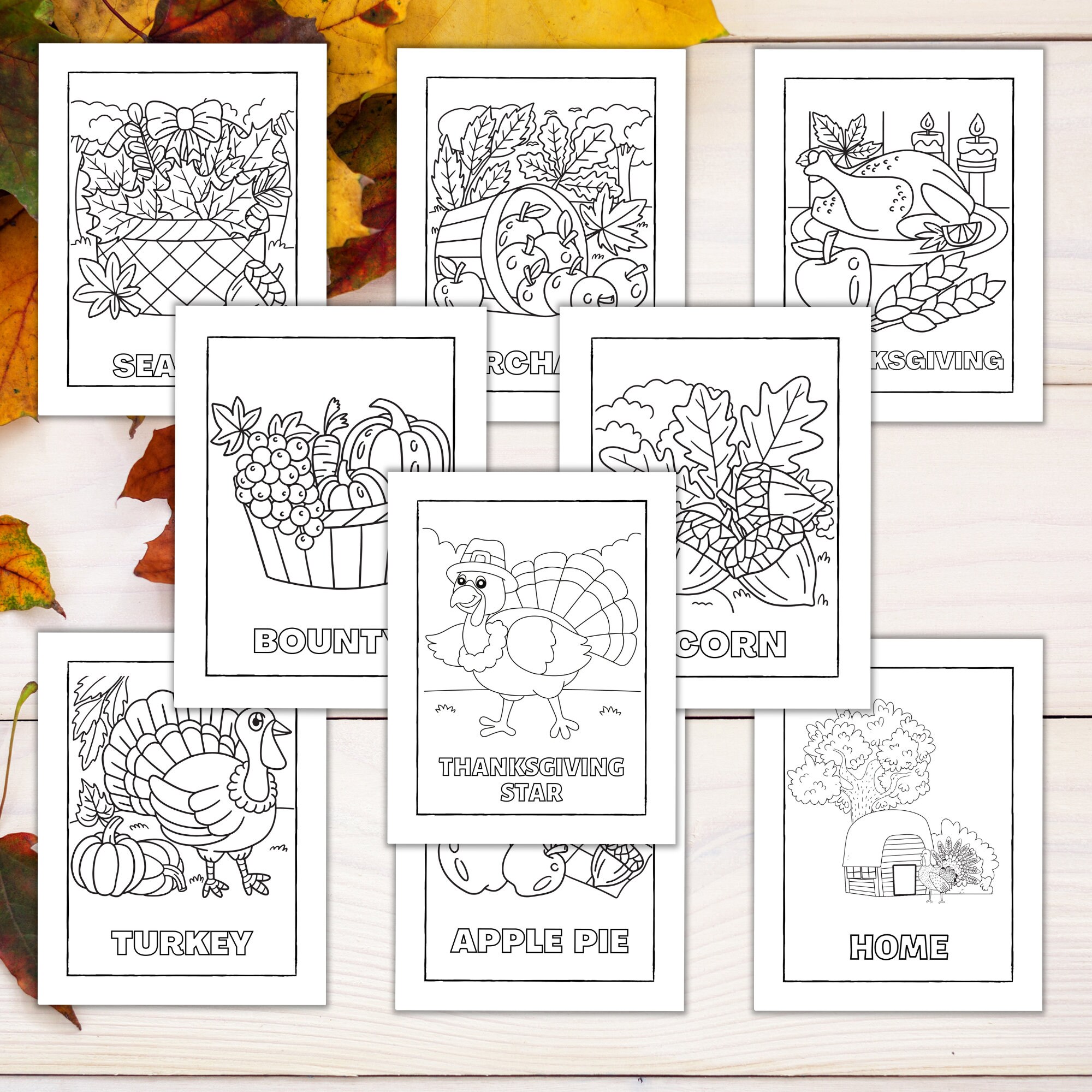 60 Fall Printable Coloring Pages, Autumn Printable Coloring Book for ...