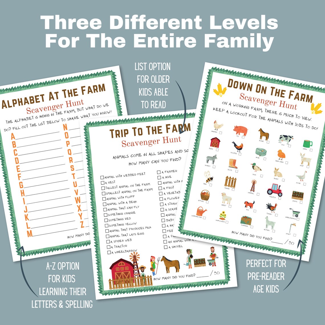 Farm Scavenger Hunt Bundle Printable Family Farm Trip Activity Digital ...