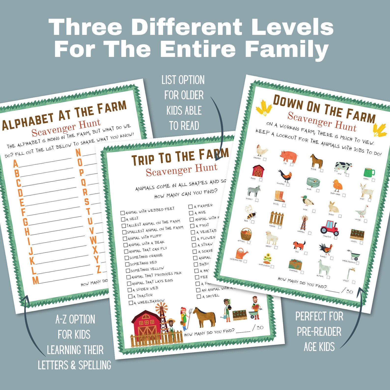Farm Scavenger Hunt Bundle Printable Family Farm Trip Activity Digital ...