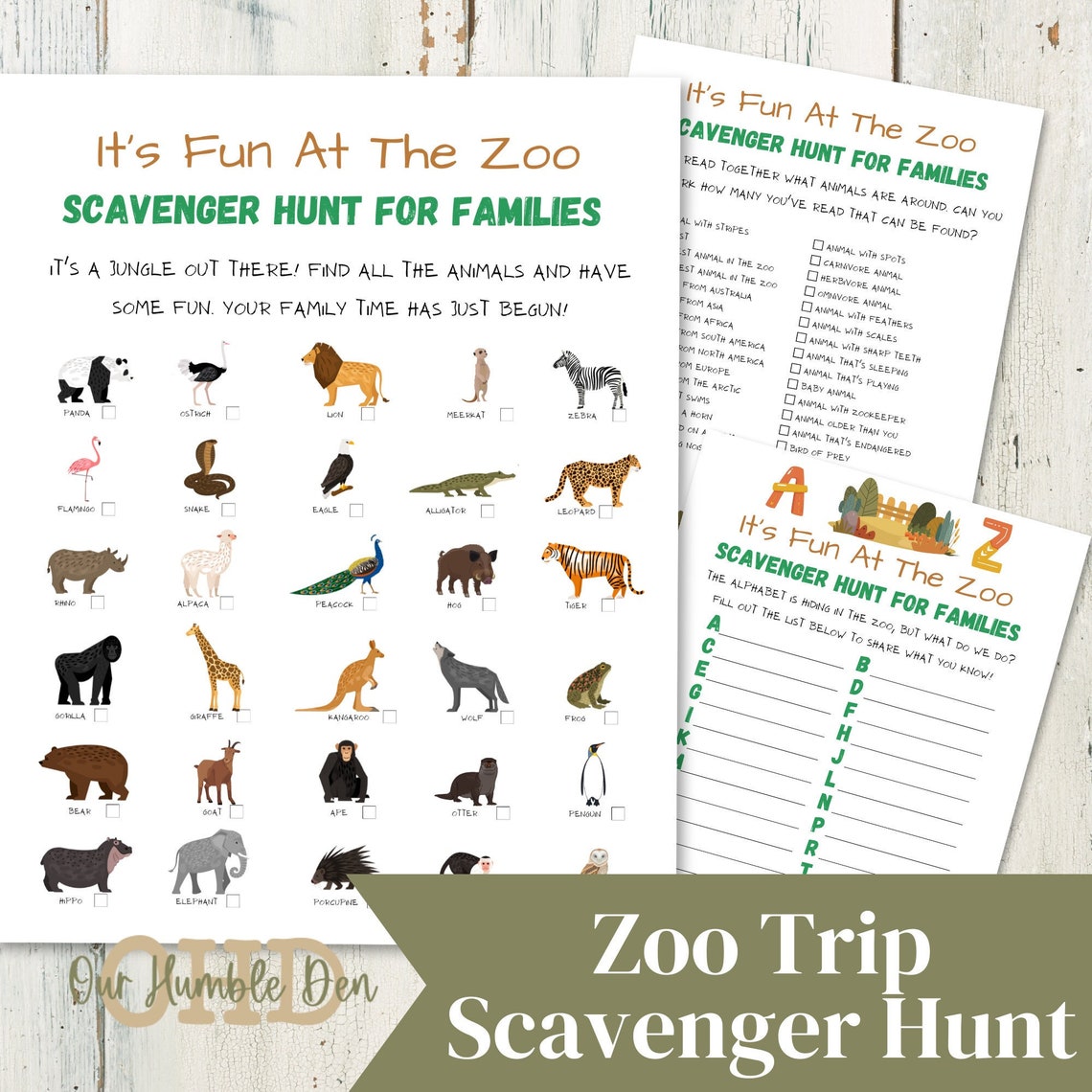 Zoo Trip Activities Printable Scavenger Hunt Zoo Trip Family Fun Games ...
