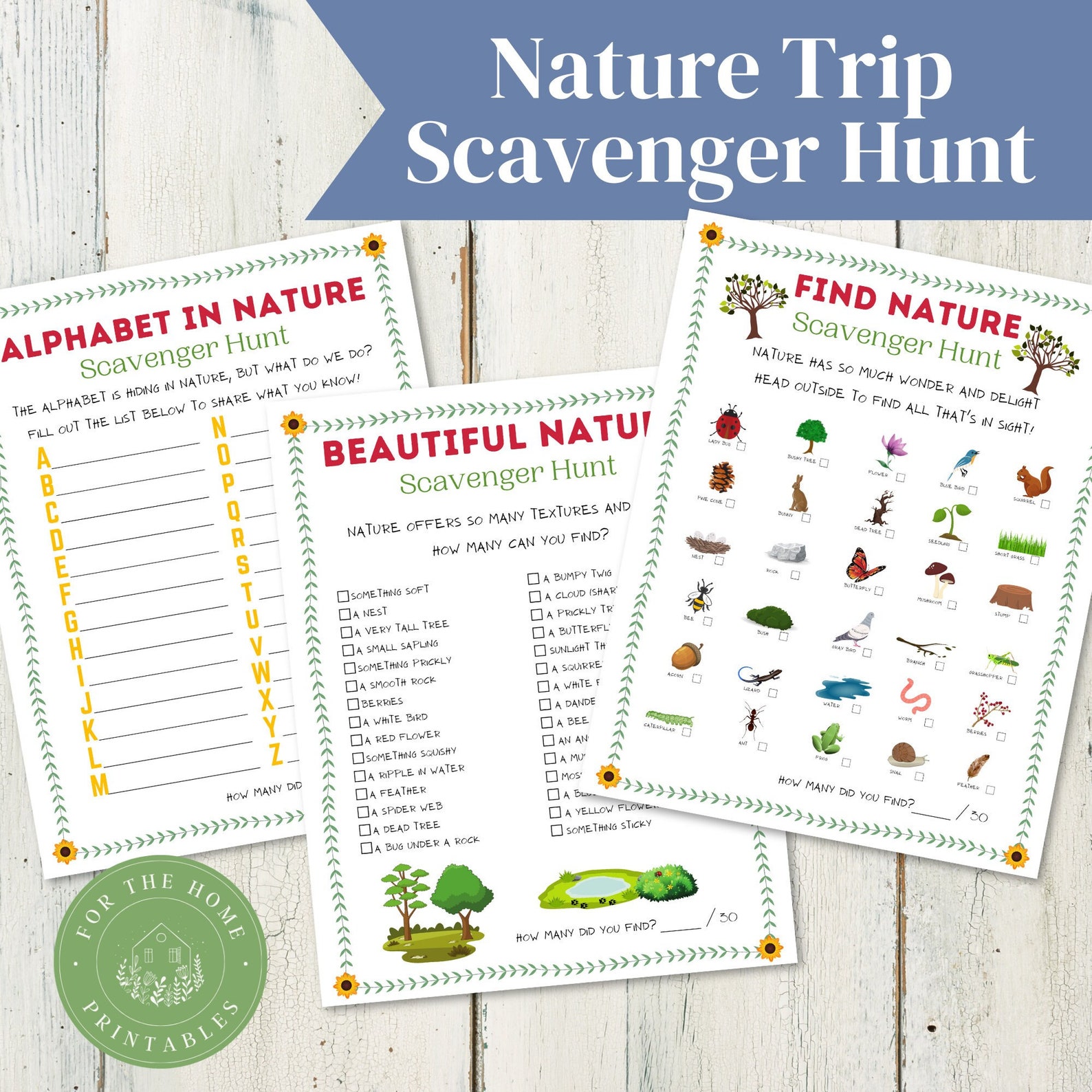 Nature Scavenger Hunt Bundle Printable Outdoor Scavenger Hunt Hiking ...