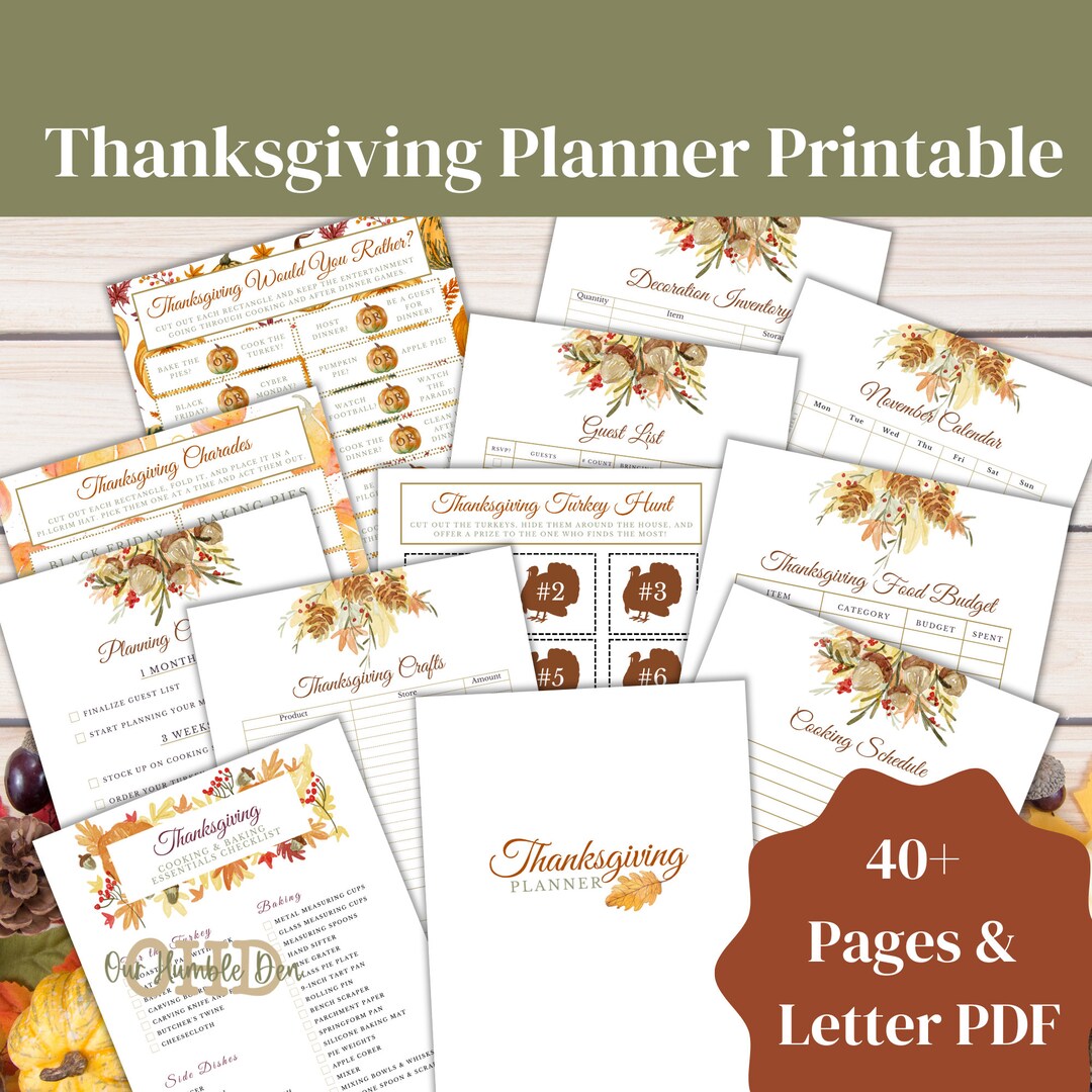 Thanksgiving Planner Printable, Holiday Planner, Thanksgiving Binder ...