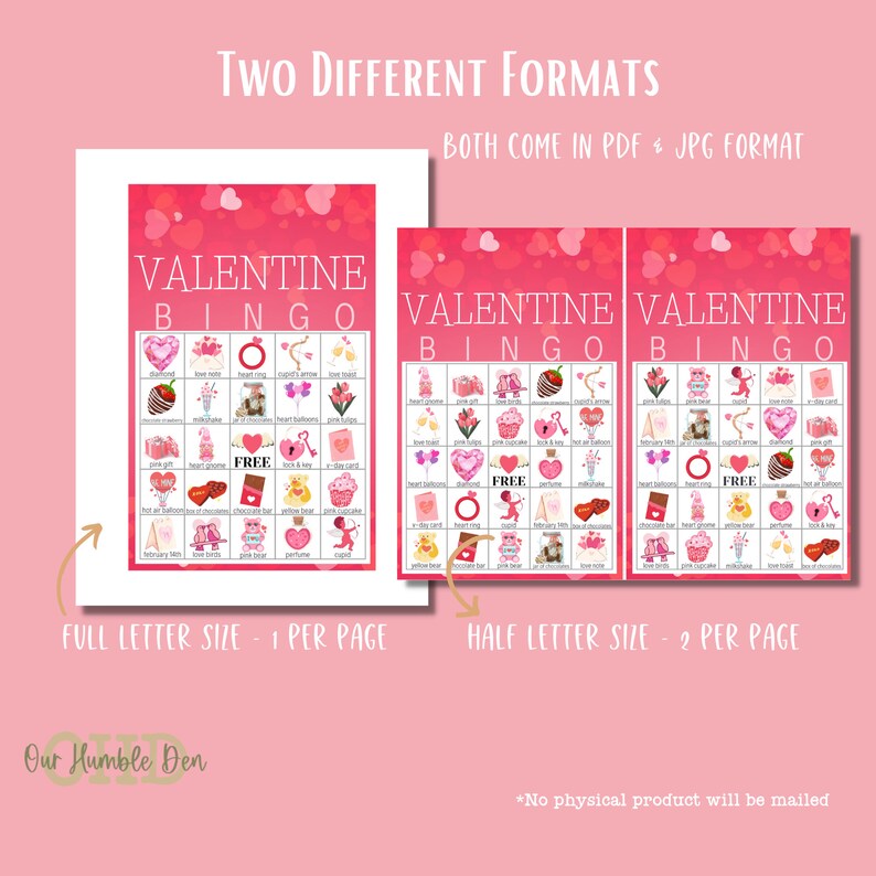 30 Valentine's Day Bingo Cards, Printable Valentine's Day Bingo ...