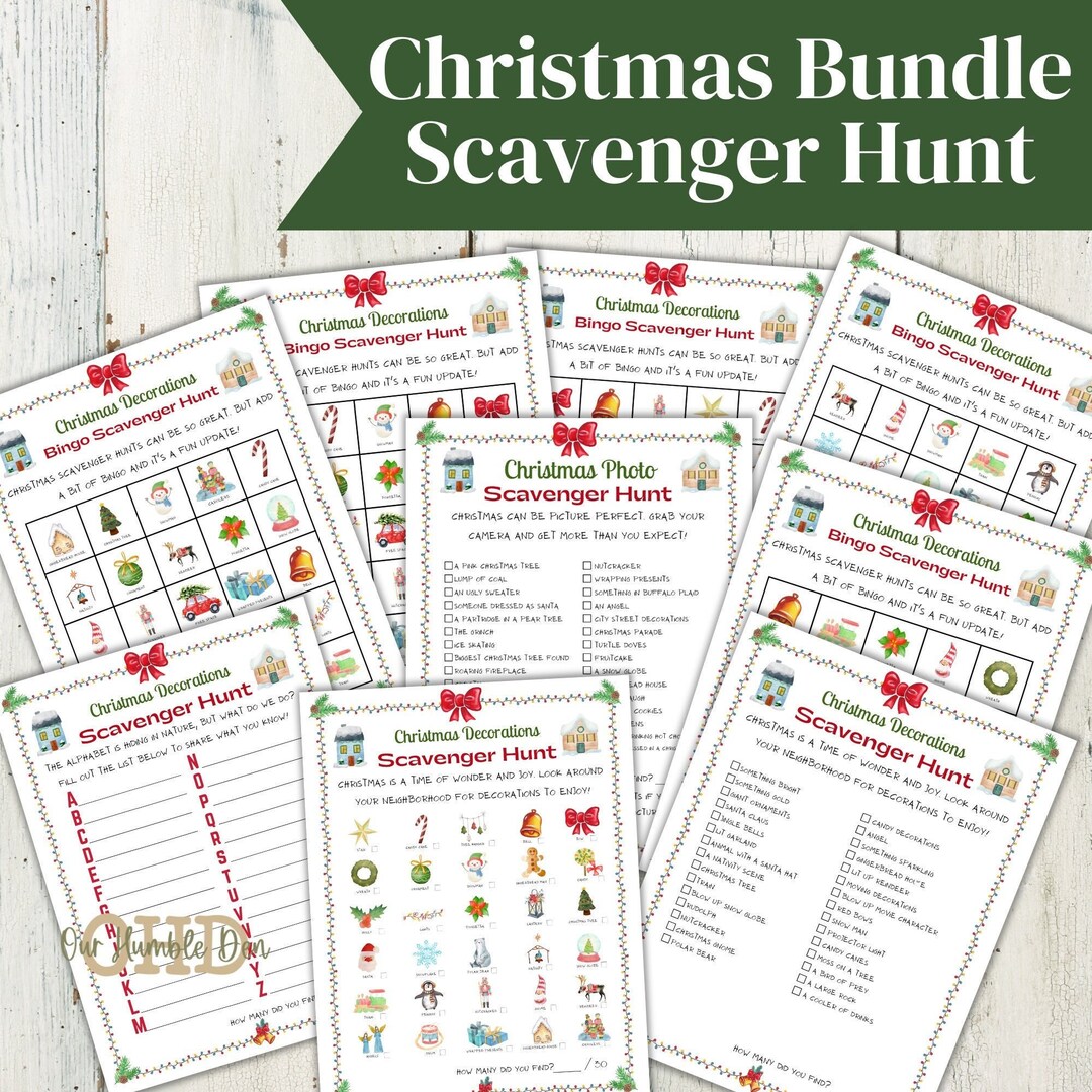 Christmas Scavenger Hunt Bundle Printable, Christmas Games Bundle ...