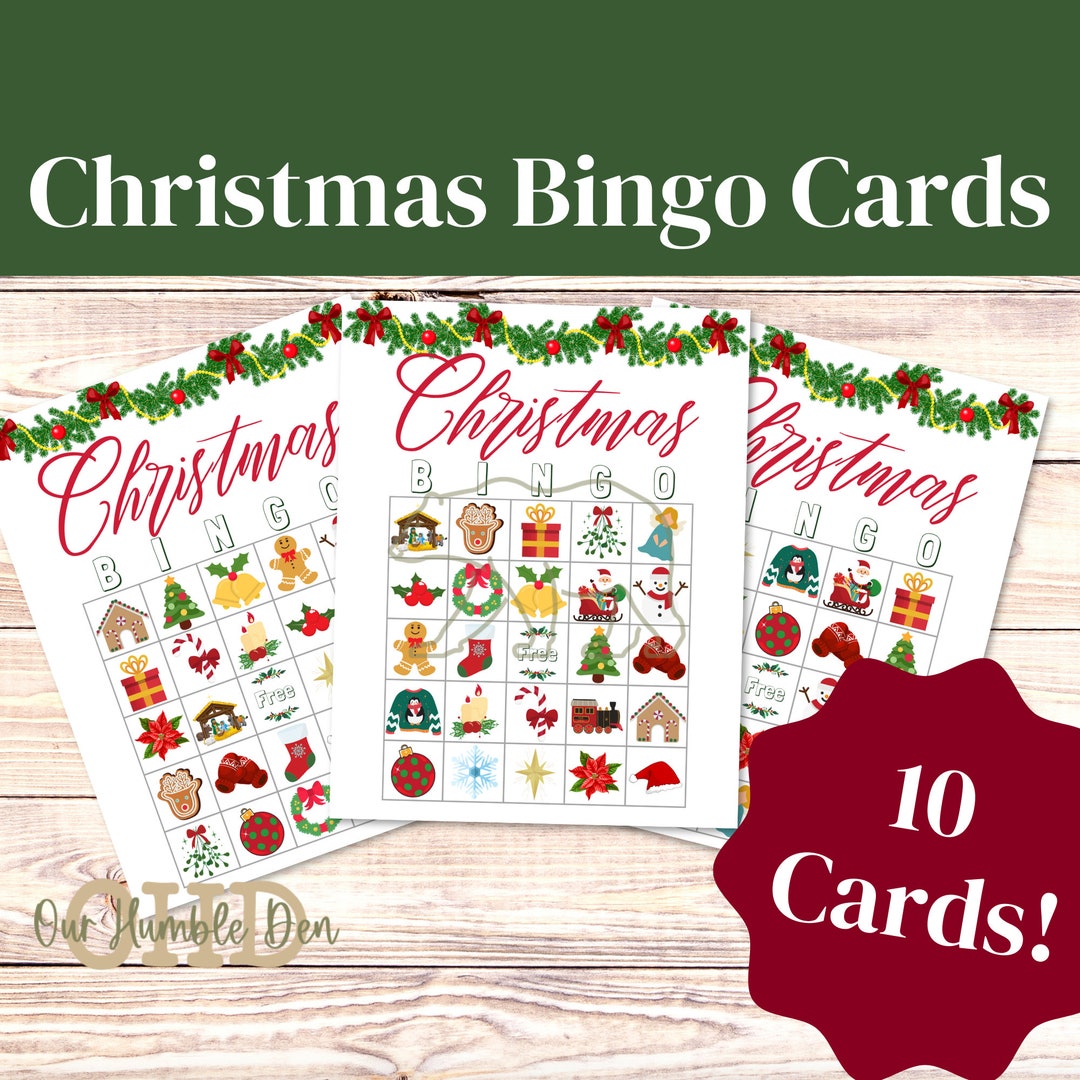10 Christmas Bingo Cards, Printable Christmas Bingo, Printable Bingo ...