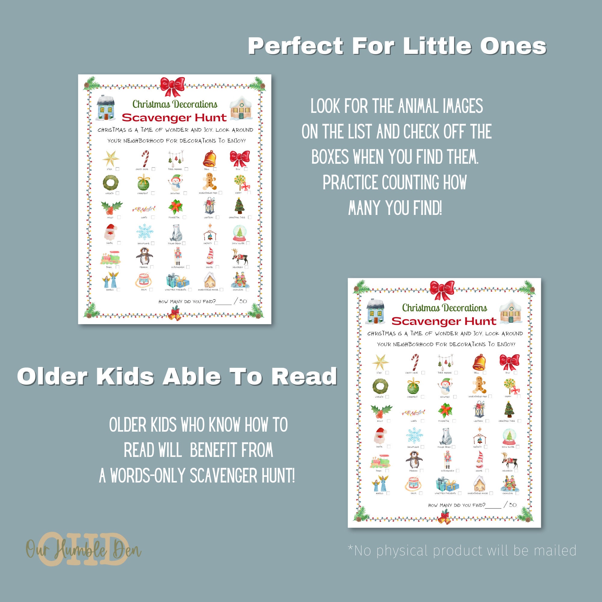 Christmas Scavenger Hunt Bundle, Kid Activity, Bingo (digital Download ...