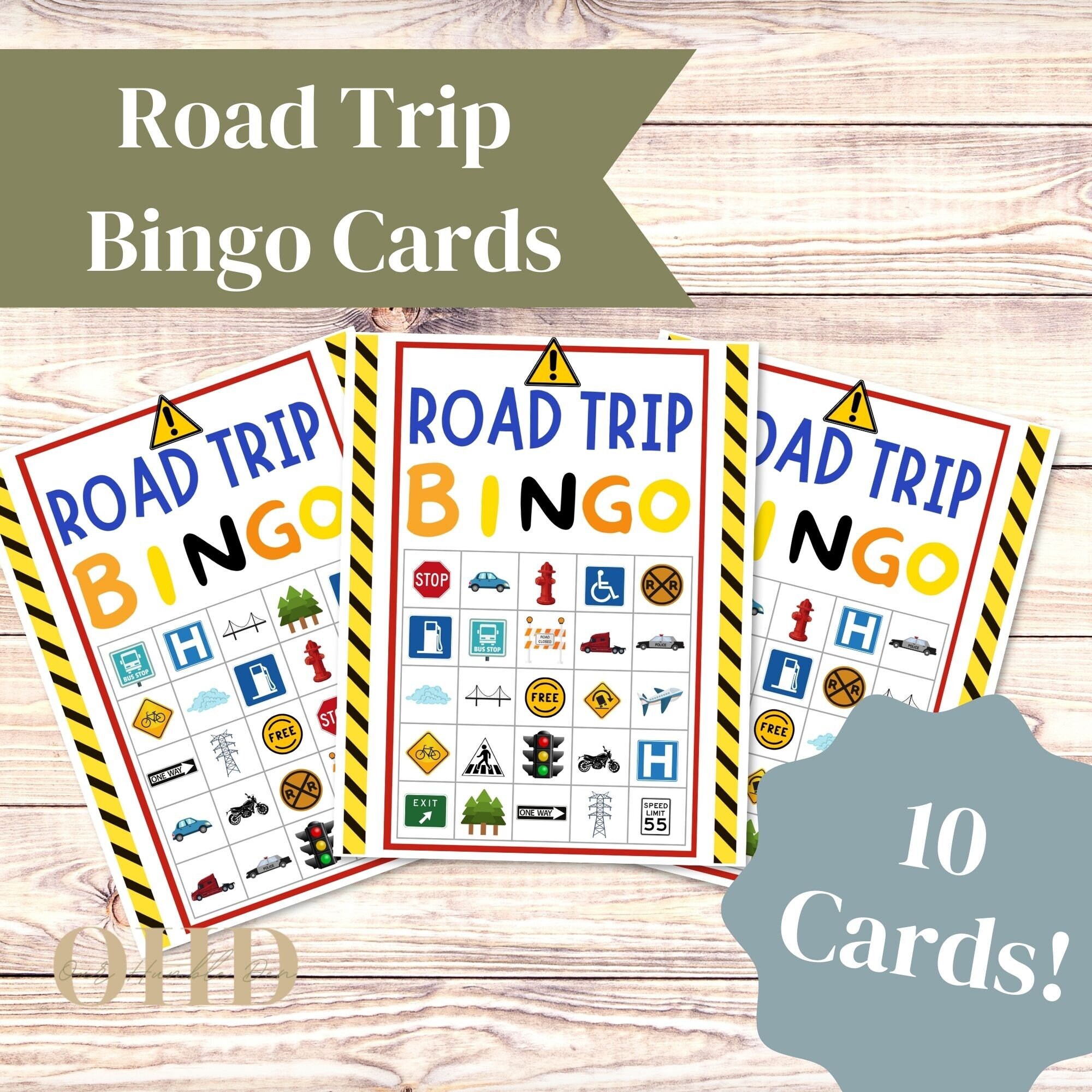 10 Printable Road Trip Bingo Cards, Car Bingo Games Instant Download ...