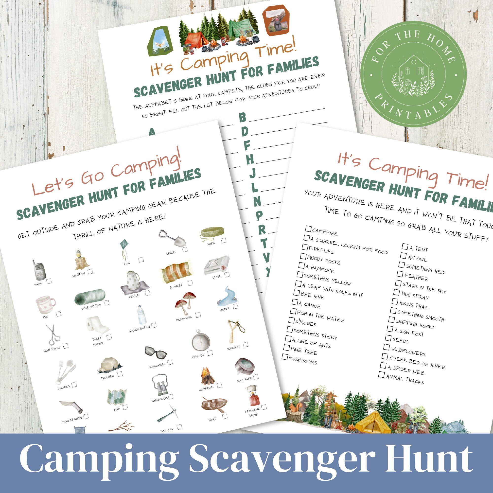 Camping Scavenger Hunt Bundle Printable Outdoor Scavenger Hunt Camp ...