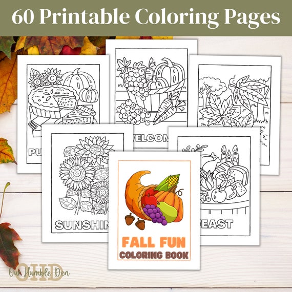 60 Fall Printable Coloring Pages Autumn Printable Coloring - Etsy