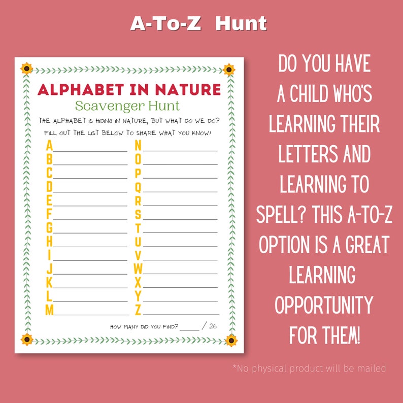 Nature Scavenger Hunt Printable Bundle, Outdoor Kids Activity (digital ...