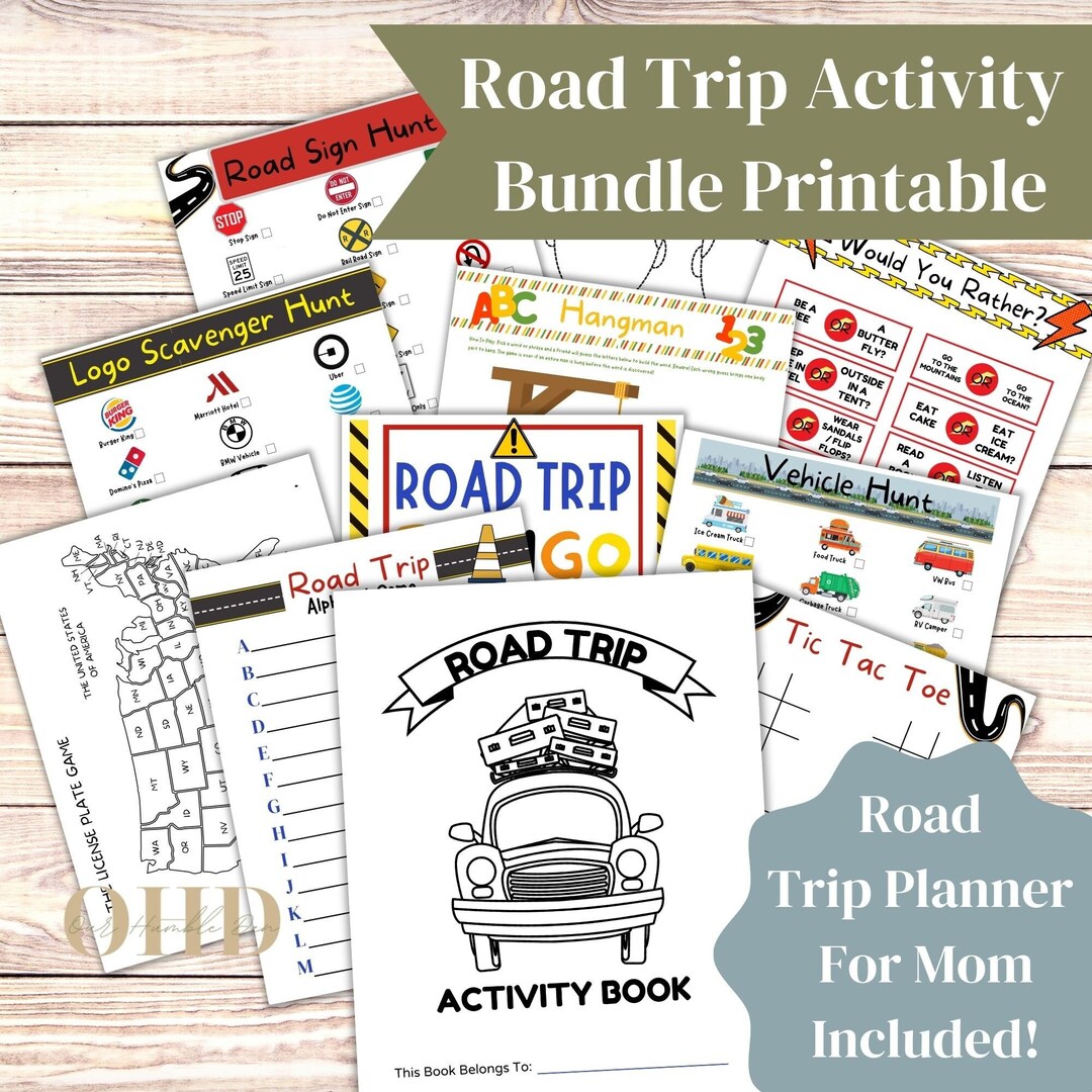 Road Trip Activity Bundle Printable, License Plate Game Printable, Car ...