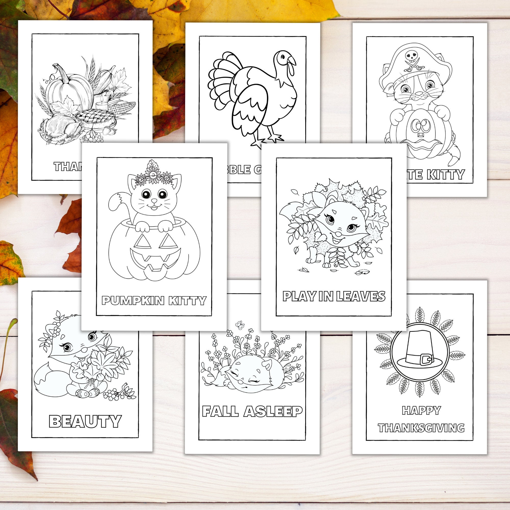 60 Fall Printable Coloring Pages, Autumn Printable Coloring Book for ...