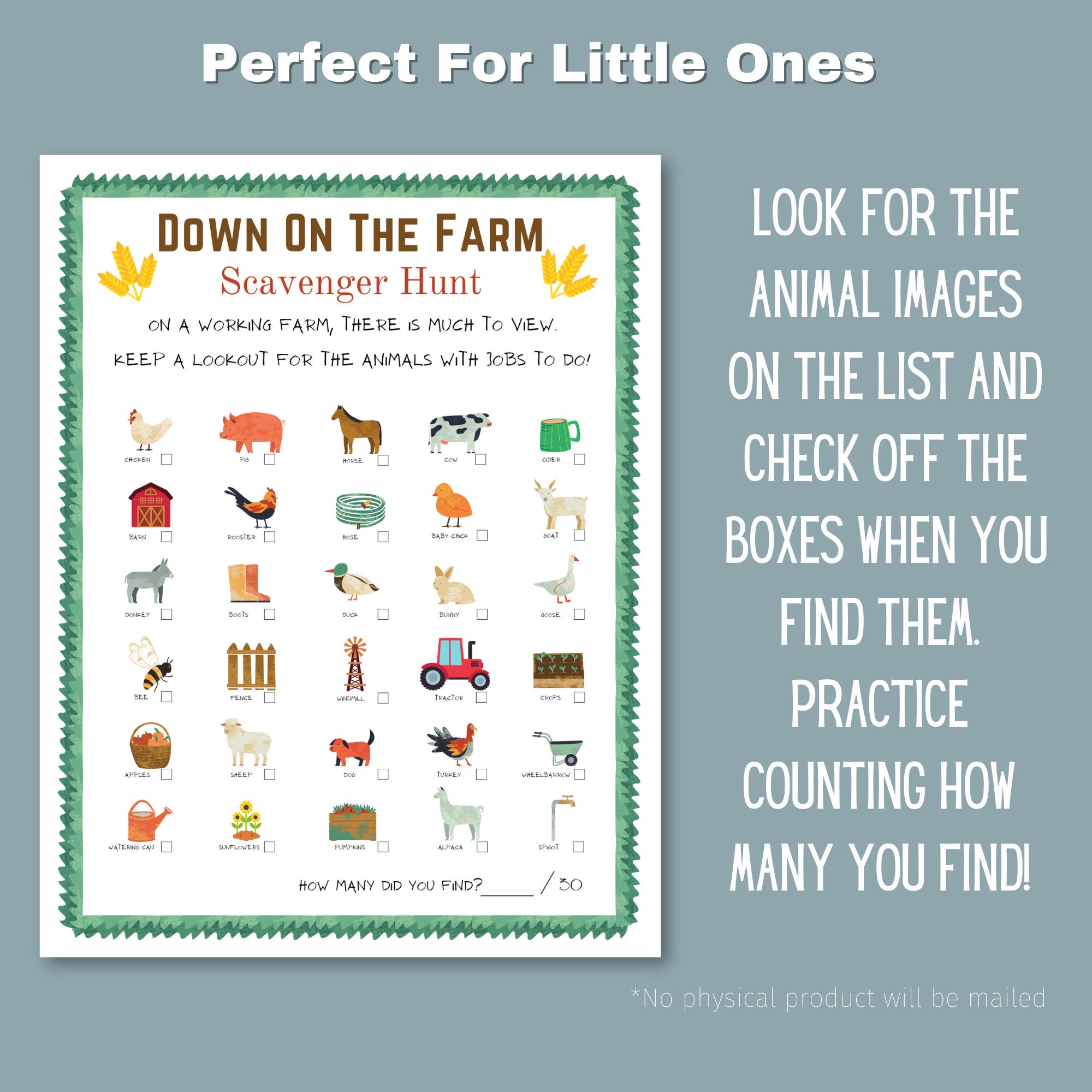 Farm Scavenger Hunt Bundle Printable Family Farm Trip Activity Digital ...