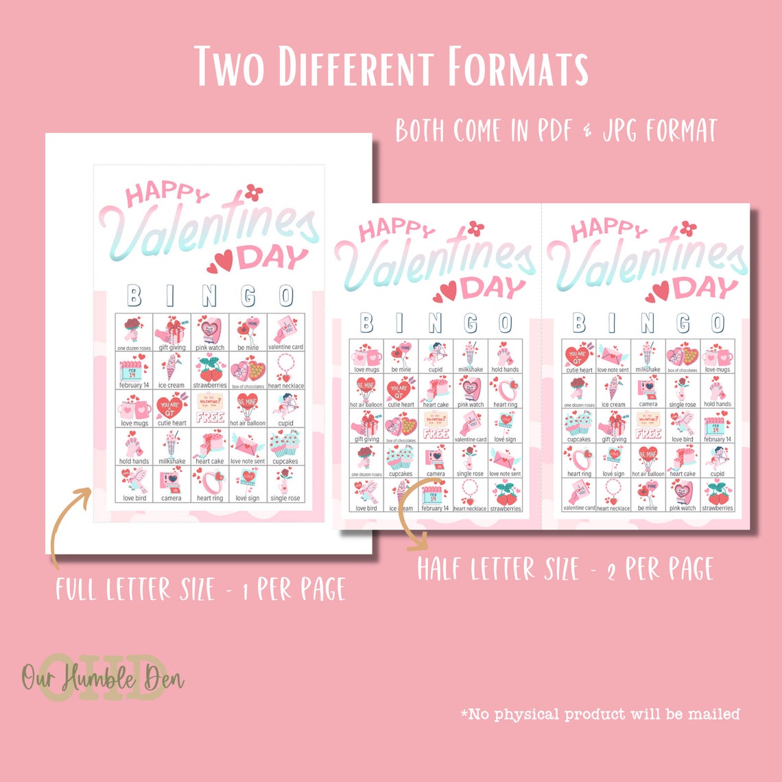 10 Valentine's Day Bingo Cards, Printable Valentine's Day Bingo ...