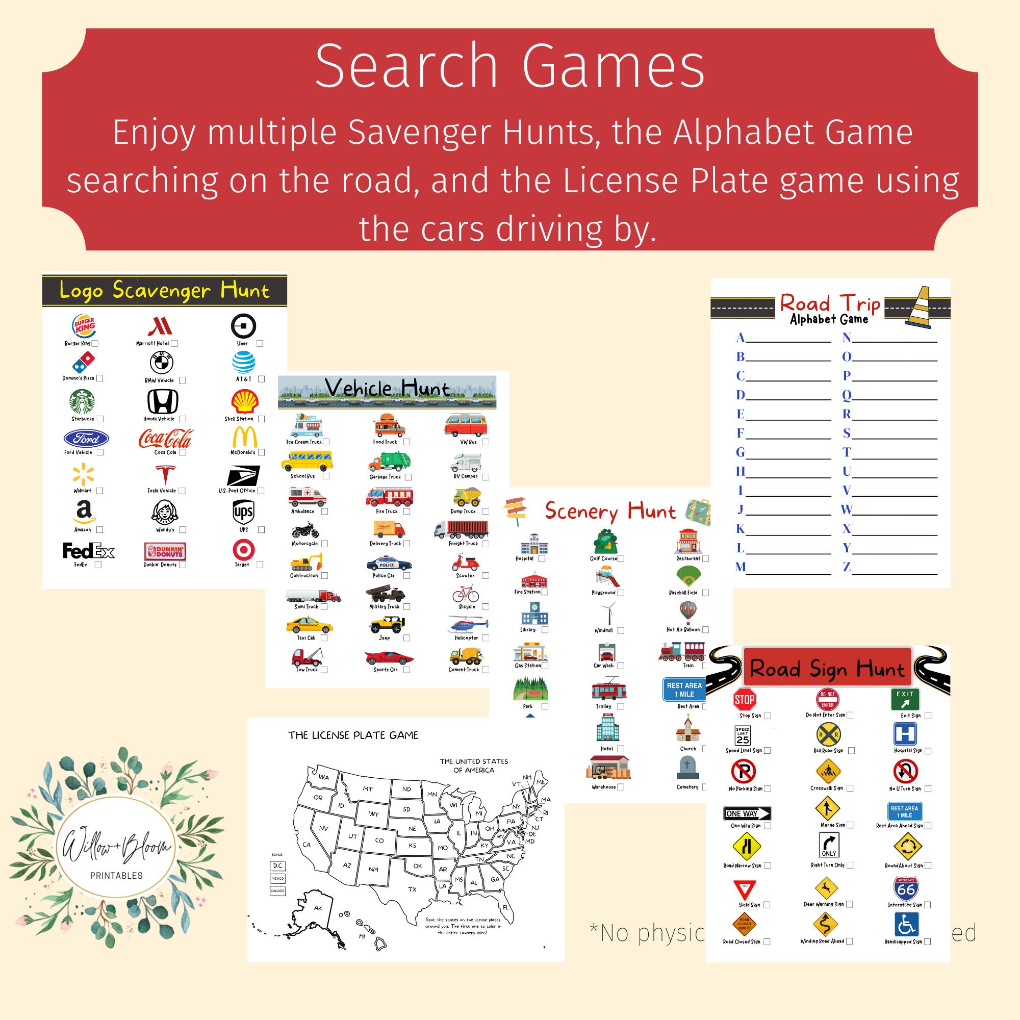 Road Trip Activity Bundle Printable License Plate Game | Etsy