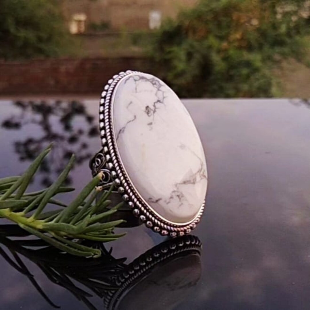 Howlite Ring,handmade Statement Ring,natural Howlite Gemstone,gift for ...