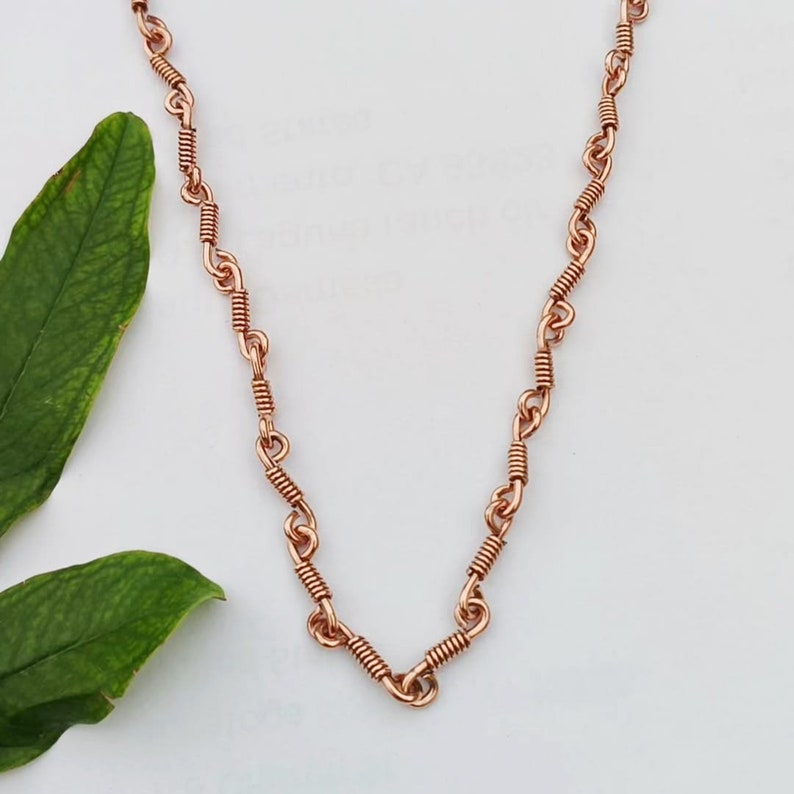 Handmade Textured Copper Wire Chain With Clasp - Etsy