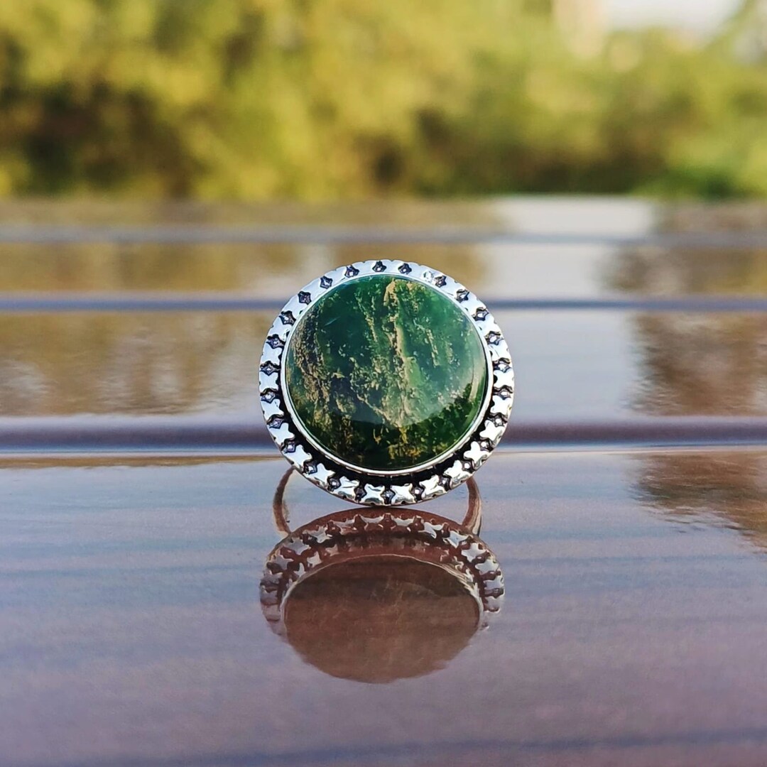 Fuchsite Gemstone Sterling Silver Ring: Handmade Statement Jewelry ...