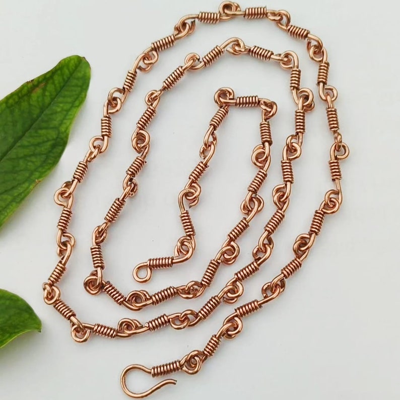 Handmade Textured Copper Wire Chain With Clasp - Etsy