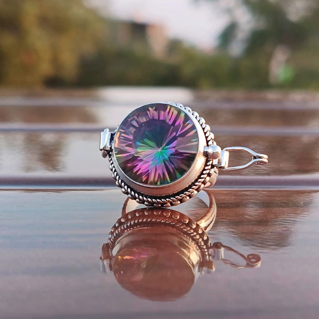 Handmade Mystic Topaz Ring: Round Sterling Silver Pill Box - Etsy