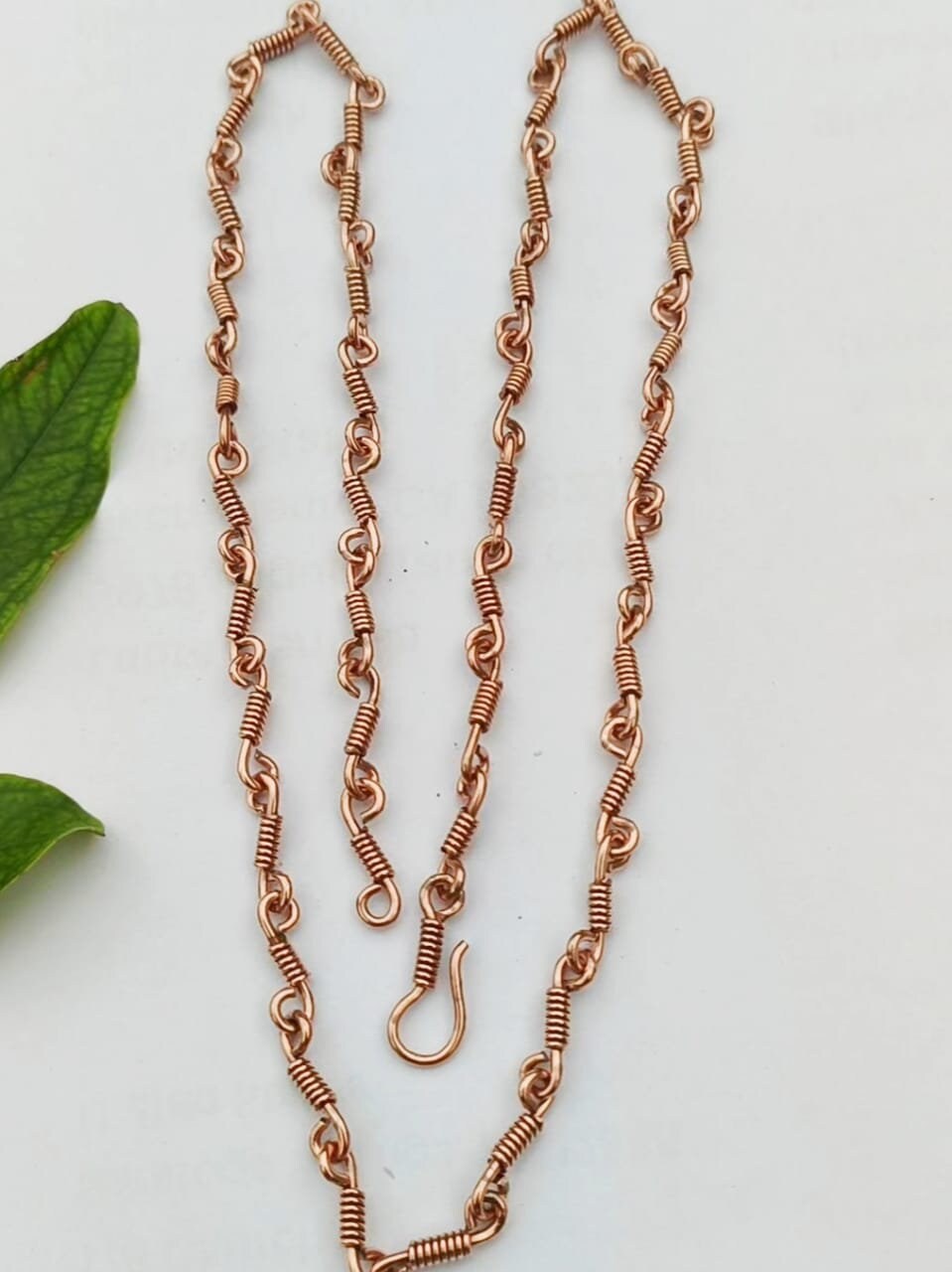 Handmade Textured Copper Wire Chain With Clasp - Etsy
