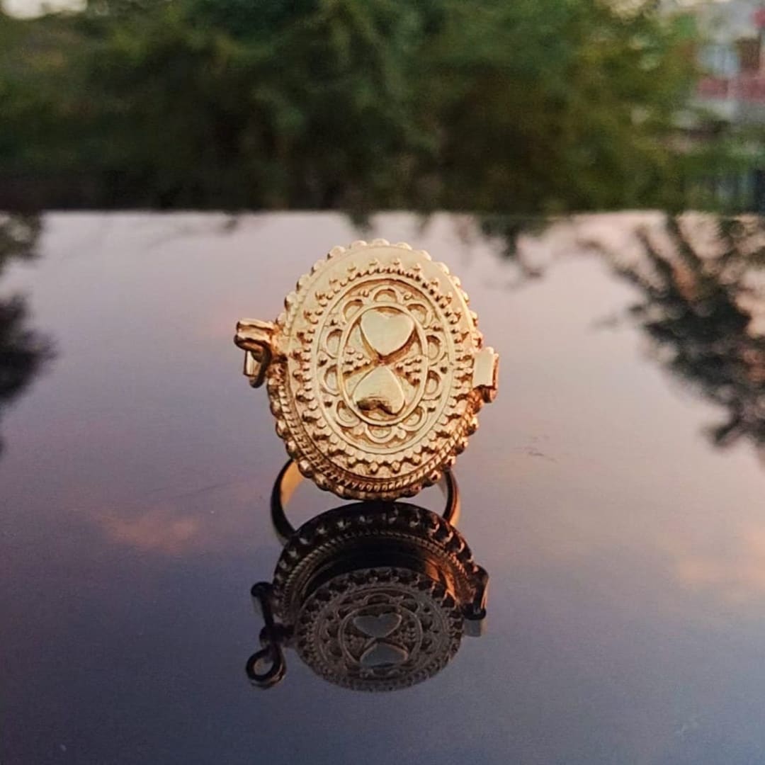 Handmade 24k Gold Plated Pill Box Ring: Oval Compartment Ring - Etsy