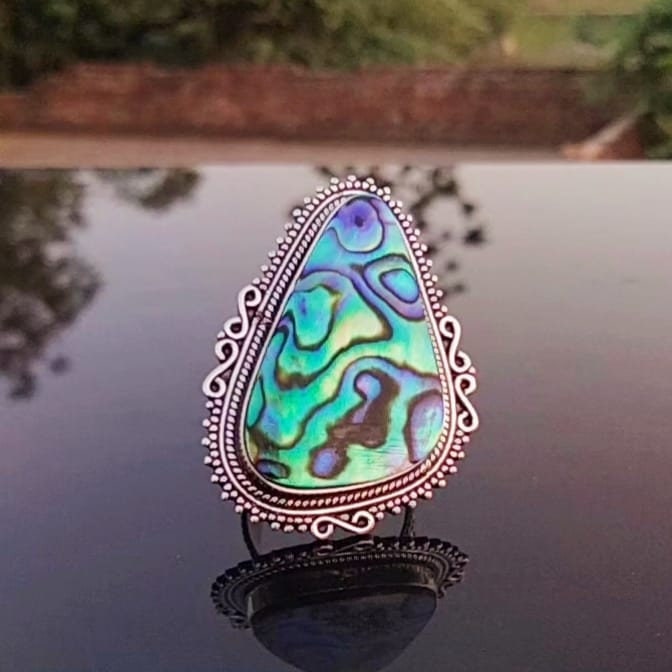 Abalone Statement Ring: Handmade 925 Sterling Silver Gemstone Ring - Etsy