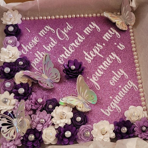 Graduation Cap Toppers/ Flower Graduation Cap/ Glitter - Etsy